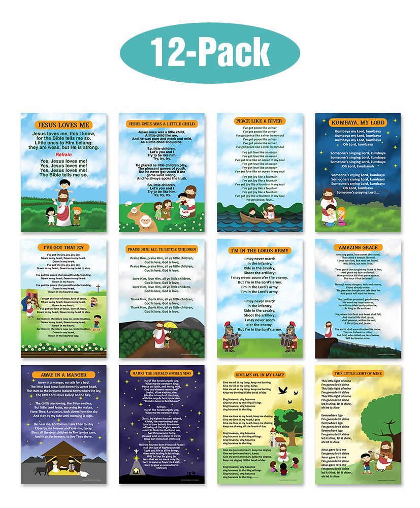 Popular Bible Songs Series 1 Educational Learning Posters (12-Pack ...
