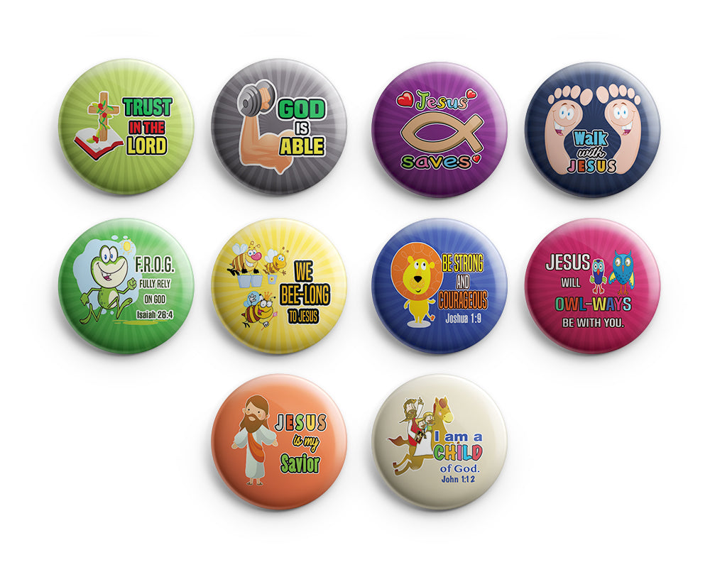 Christian Pinback Buttons - Smile, God Loves You (10-Pack) - Large 2.2 ...