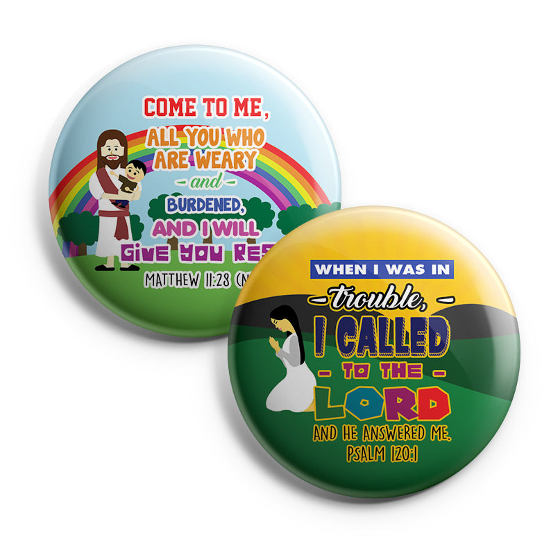 "Christian Pinback Buttons for Kids - Jesus Bible Verses (10-Pack) - L ...