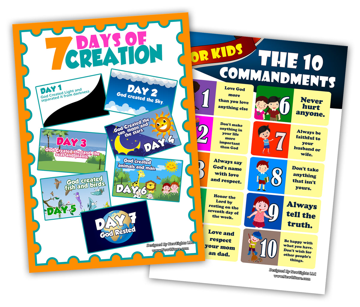 NewEights Christian Bible Educational Learning Posters for Kids (6-Pac ...
